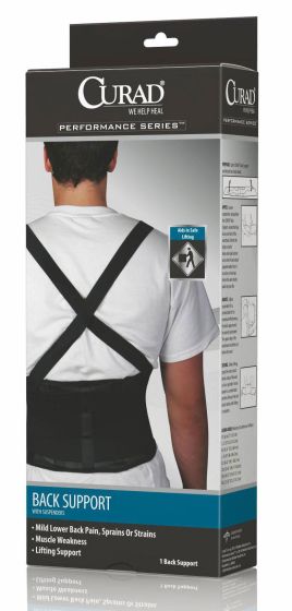 CURAD Performance Back Support with Suspenders XL 4Ct