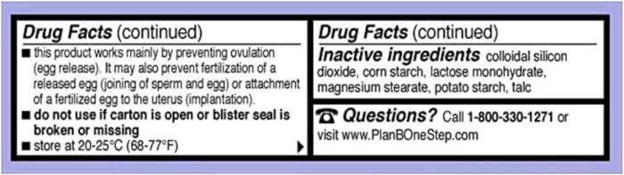 Plan B One-Step Emergency Contraceptive Tablet 1Ct