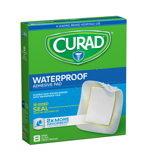 CURAD White Waterproof Adhesive Bandage 4x4 192Ct