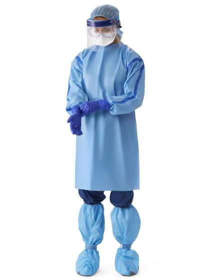 Medline Coated Chemotherapy Isolation Gown Blue L 30Ct