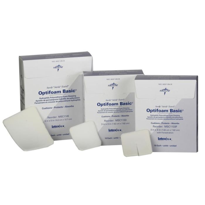 Optifoam Basic Foam Dressing Fenestrated 3x3 1Ct