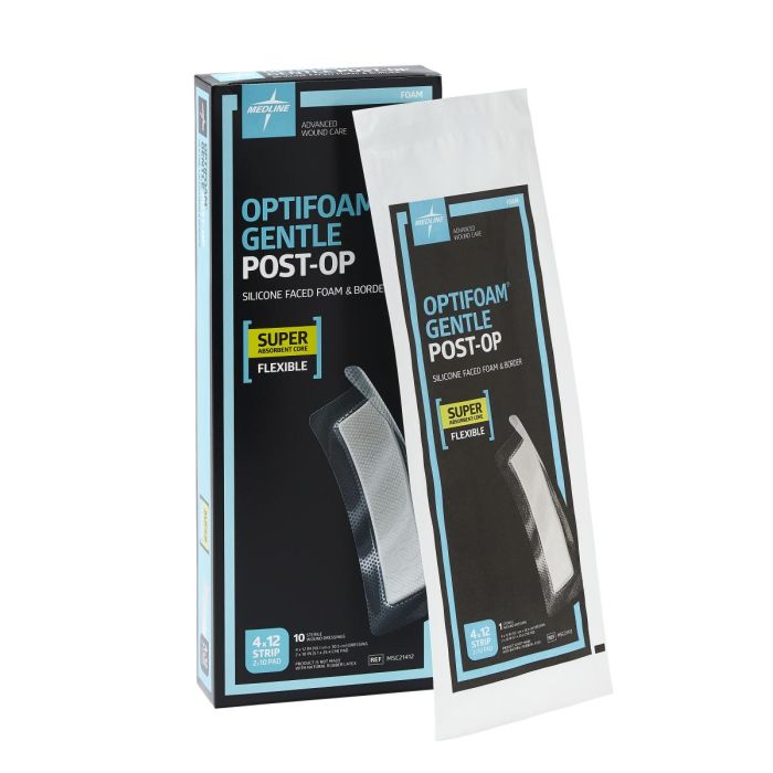 Optifoam Gentle Post-Op Silicone/Foam Dressing 4x12 100Ct