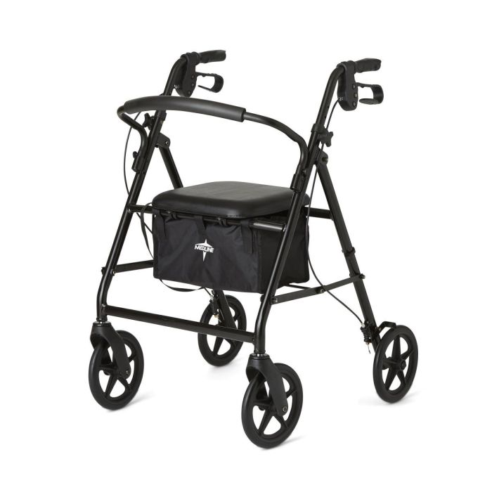 Medline Basic Steel Rollator With 8in Wheels Black 1Ct