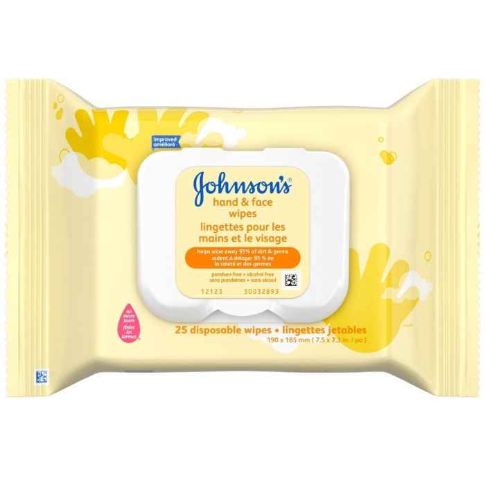Johnson's Baby/Kids Hand and Face Wipes 100Ct