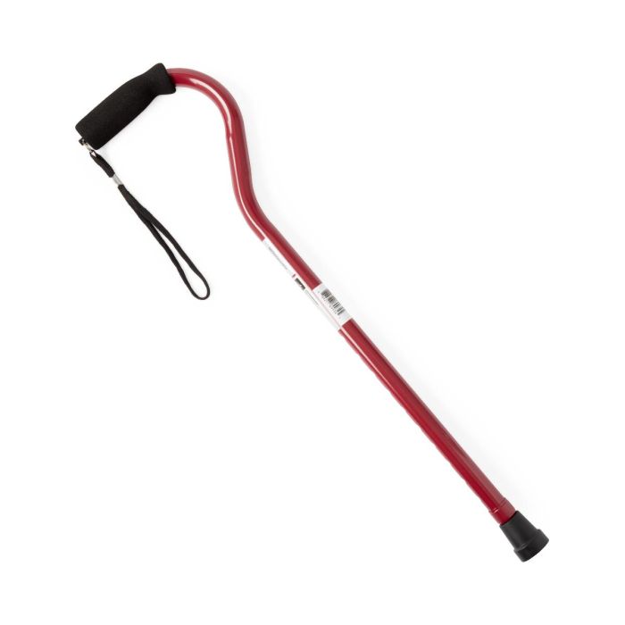 Medline Offset Handle Aluminum Cane 300lb Red 6Ct