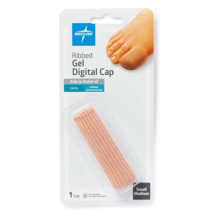 Medline Gel Ribbed Digital Toe Caps S/M 1Ct