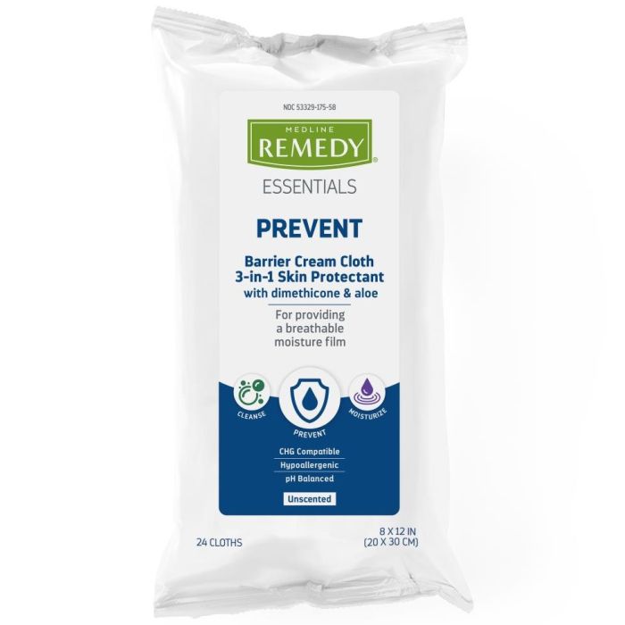 Medline Remedy Essentials Barrier Cream Cloths 576Ct