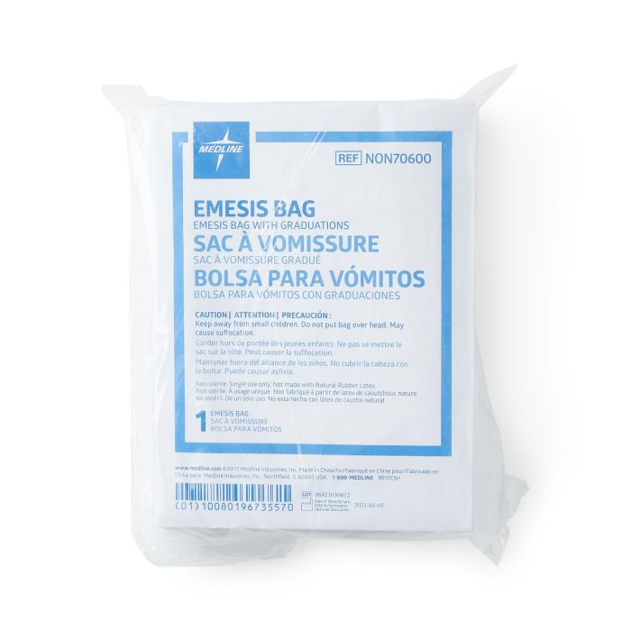 Medline Clean Sack Emesis Sick Bag Clear 25Ct