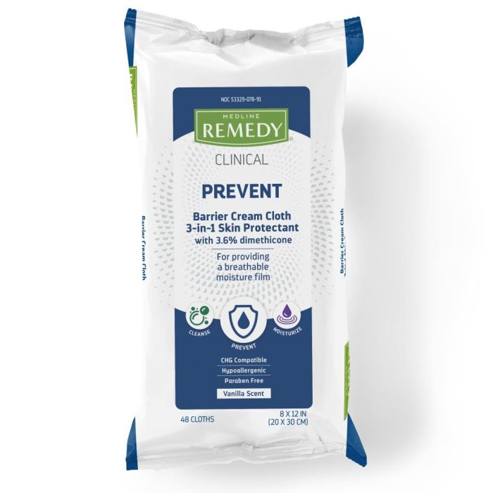 Medline Remedy Clinical Barrier Cream Cloth 8x12 Scented 576Ct