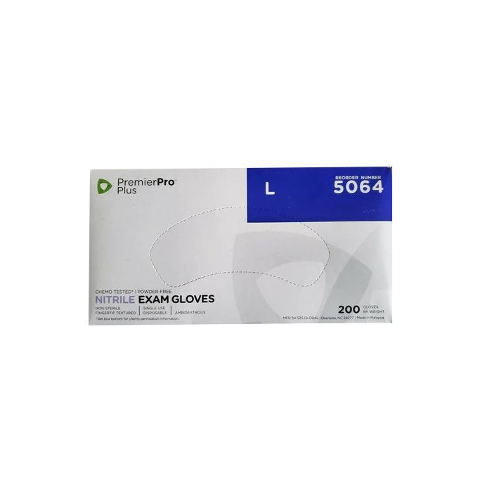 PremierPro Plus 5062 Chemo-Tested Nitrile Exam Gloves Size L 2000Ct